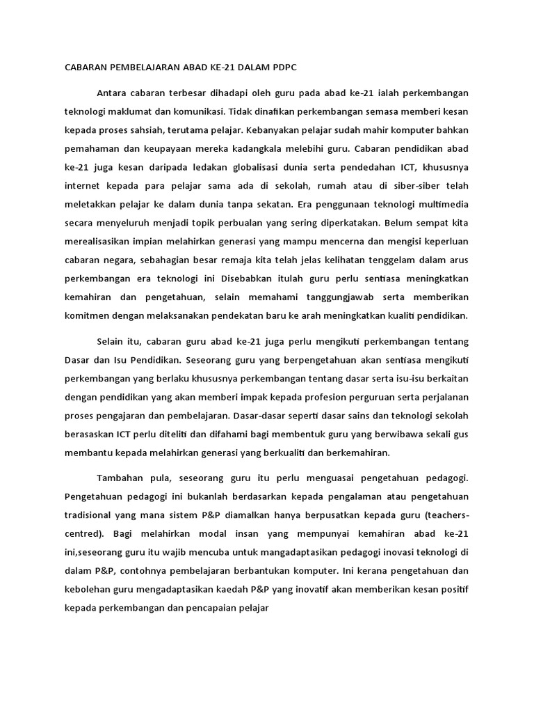 Cabaran Pembelajaran Abad Ke | PDF