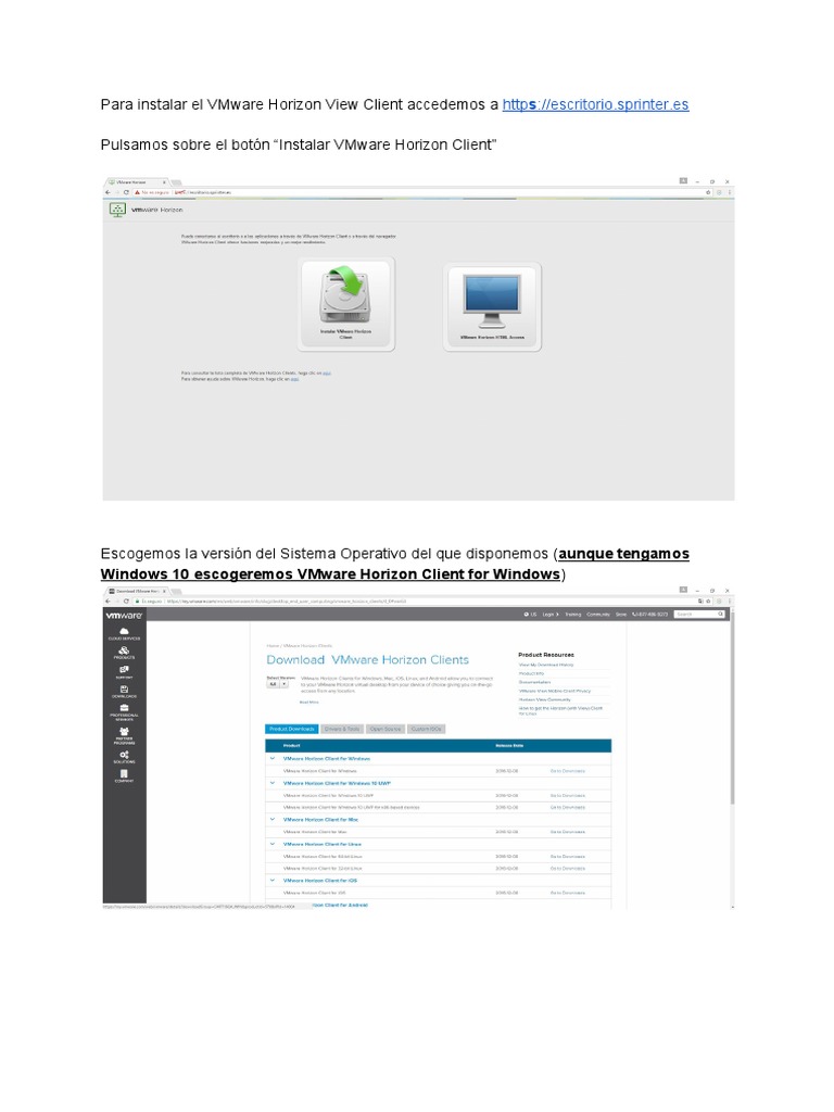 2017 Instalación VMware Horizon View Client | PDF