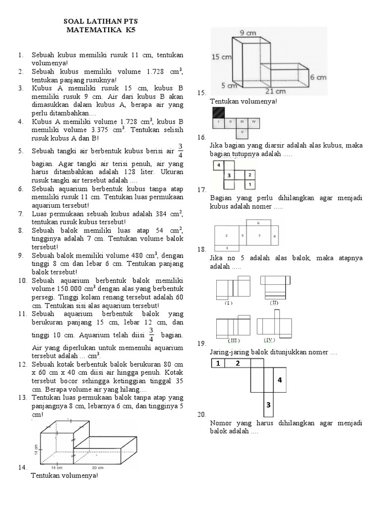 Soal Latihan PTS MTK K5 | PDF