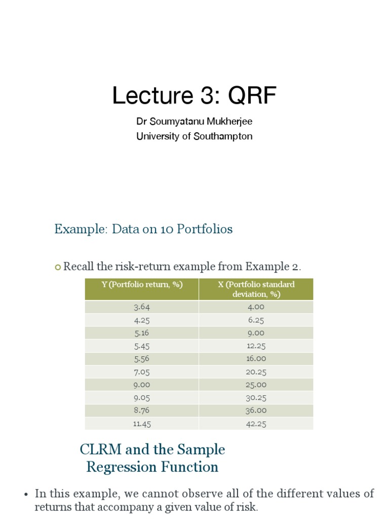 Lecture 3 QRF | PDF | Regression Analysis | Errors And Residuals Lecture 3 QRF | PDF | Regression Analysis | Errors And Residuals