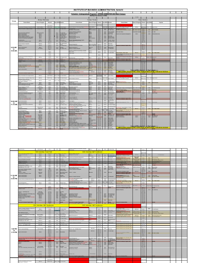 Institute of Business Administration, Karachi: Schedule - Undergraduate ...