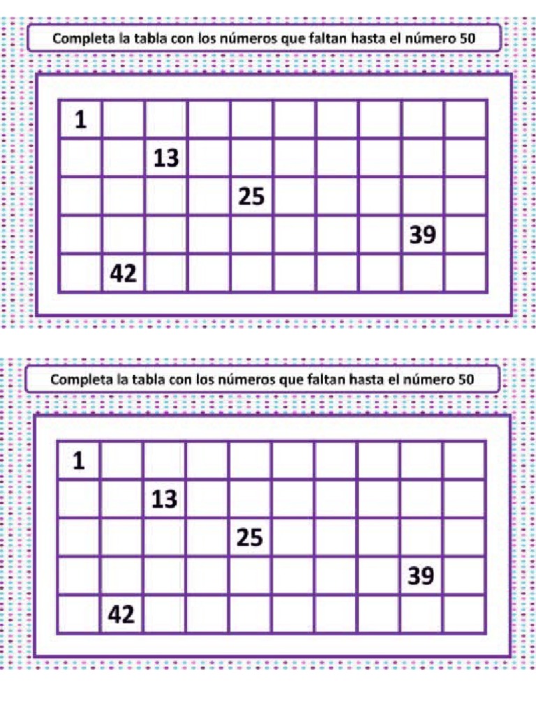 Números Del 1 Al 50 | PDF