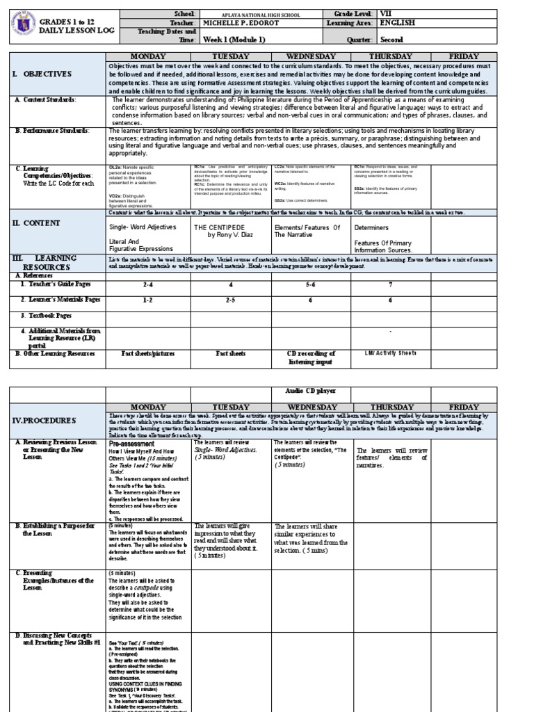 DLL 2nd Quarter Wk1 | Download Free PDF | Learning | Experience