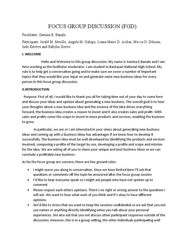 Focus Group Discussion | Download Free PDF | Focus Group | Communication