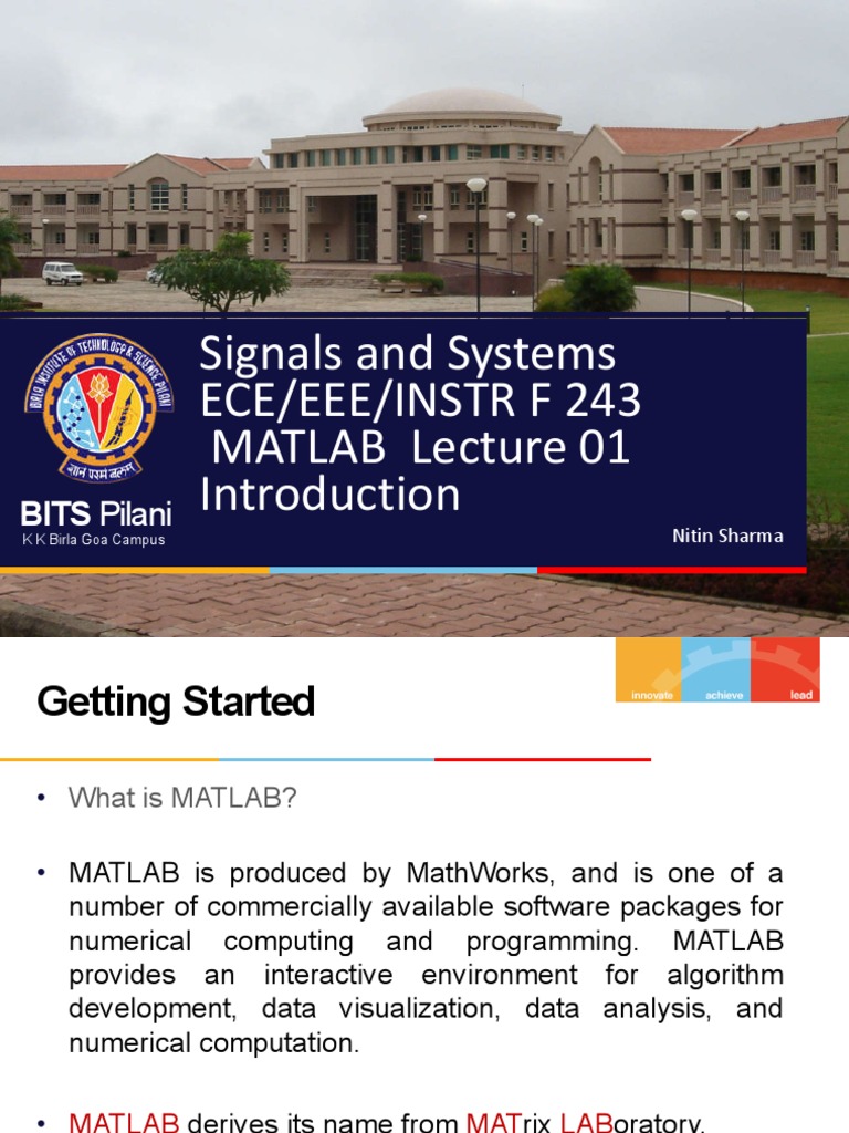 MATLAB Signals and Systems Lecture-1 | PDF | Matlab | Computer Science MATLAB Signals and Systems Lecture-1 | PDF | Matlab | Computer Science