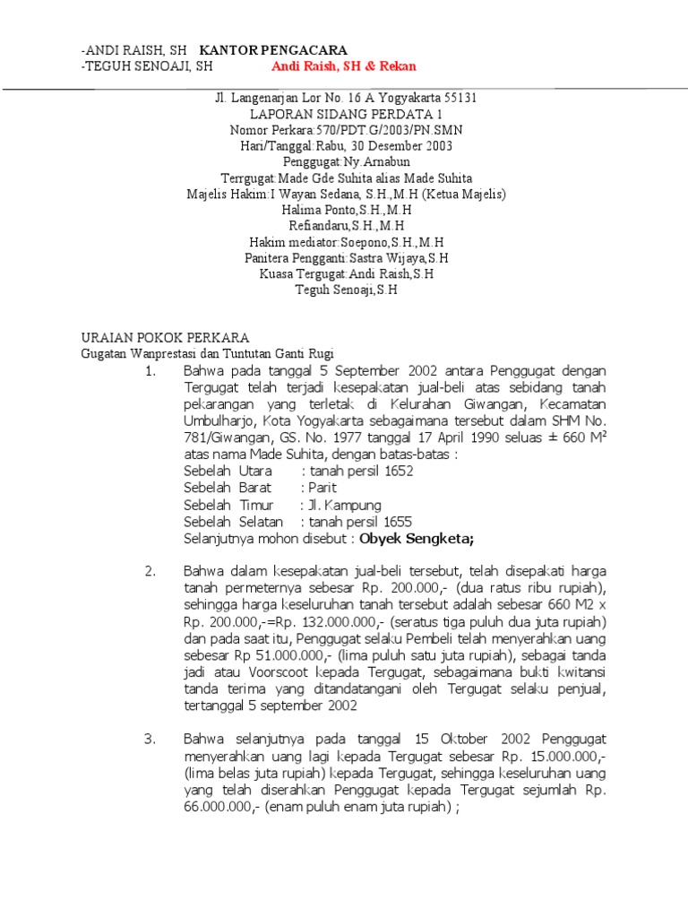 RESUME PERKARA PERDATA | PDF