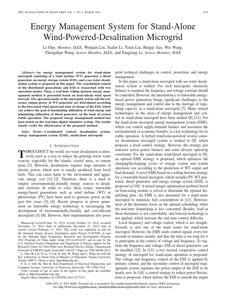 Energy Management System For Stand-Alone | PDF | Distributed Generation | Electric Generator