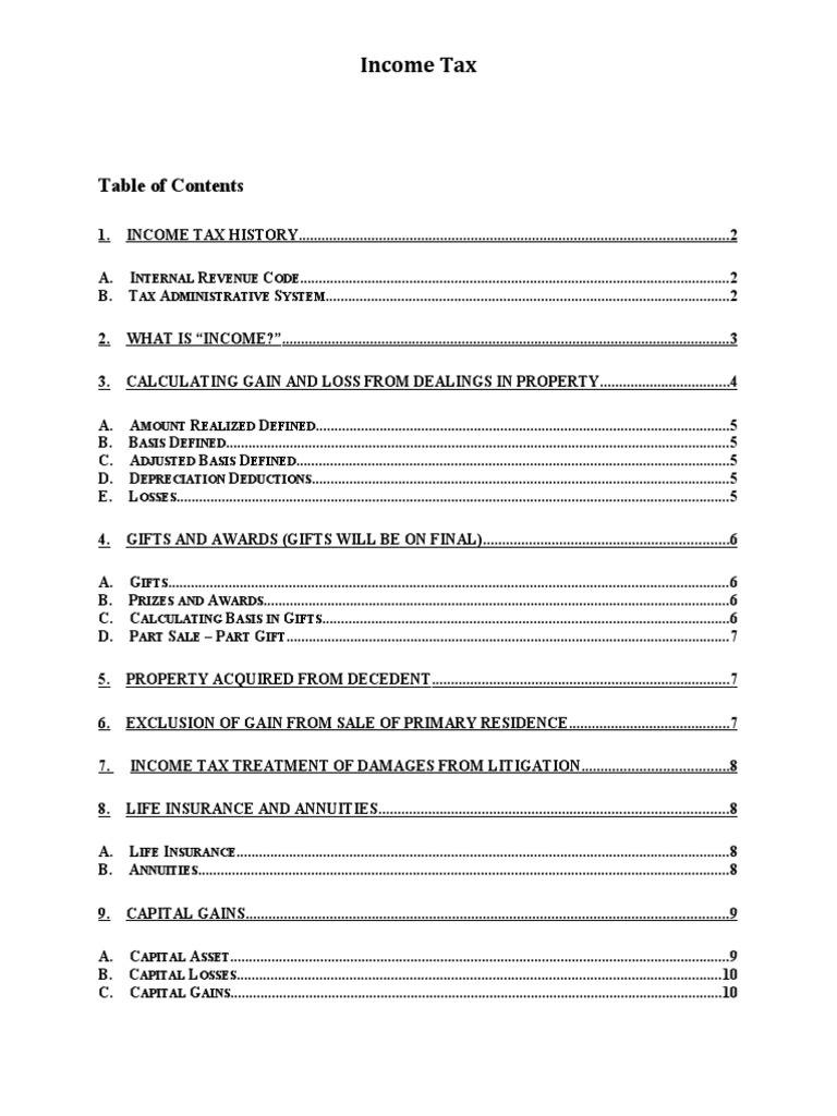 Federal Income Tax Outline | PDF | Depreciation | Tax Deduction