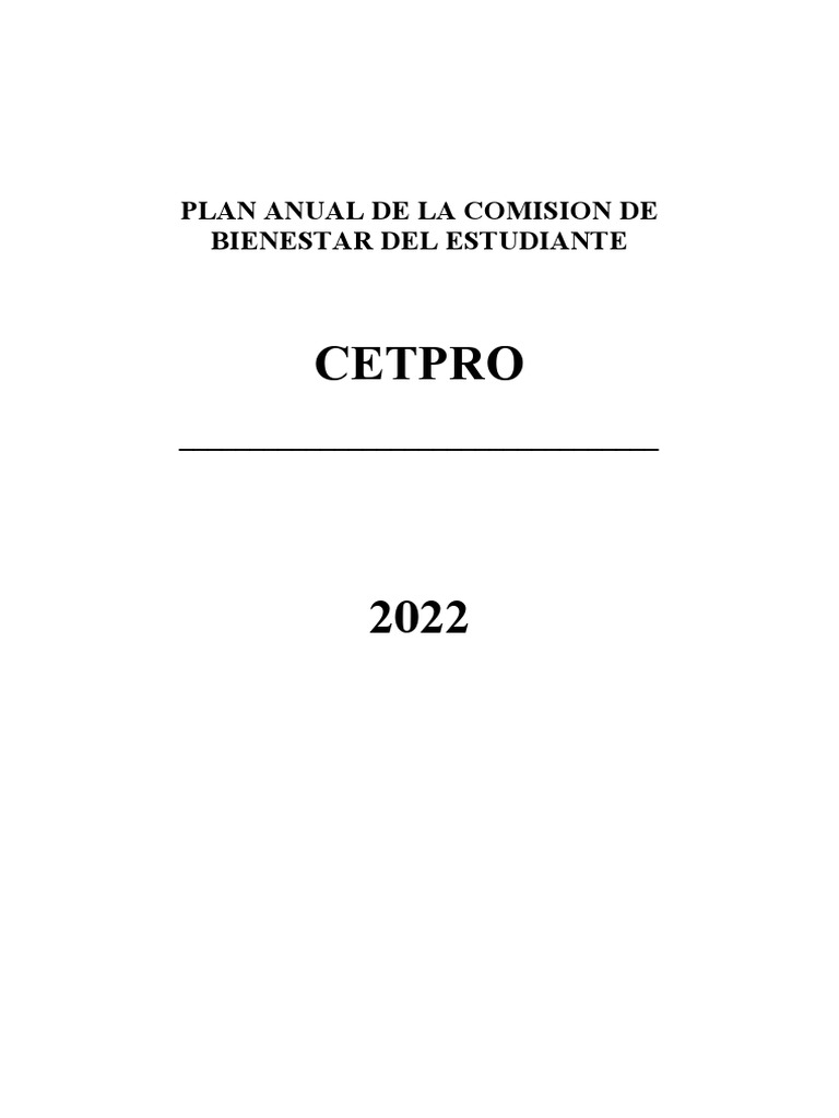 Plan Anual de Bienestar CETPRO 2022 | PDF | Comportamiento | Inclusión ...