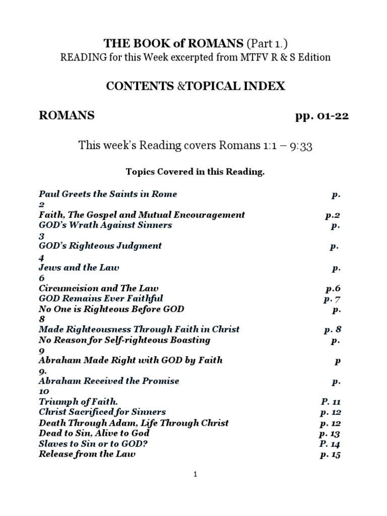 Romans Part 1 | PDF | Epistle To The Romans | Jesus