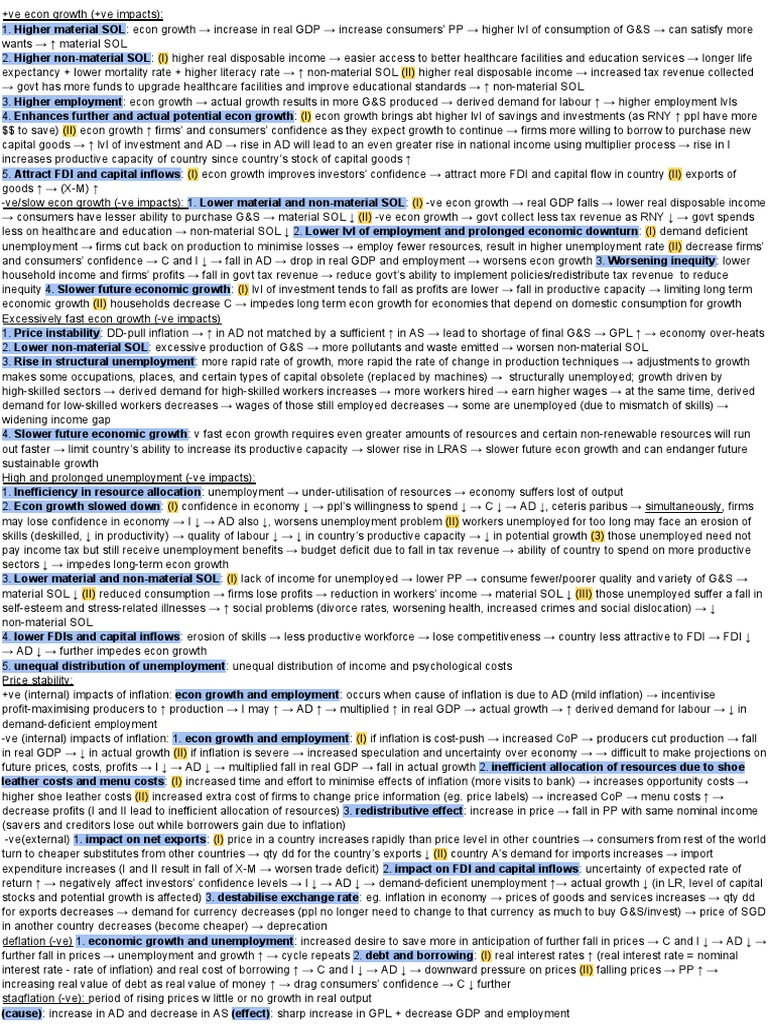 Econs tp2 Cheatsheet | PDF | Economic Growth | Unemployment