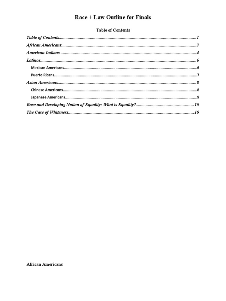 Race and The Law Finals Outline | PDF | Native Americans In The United ...