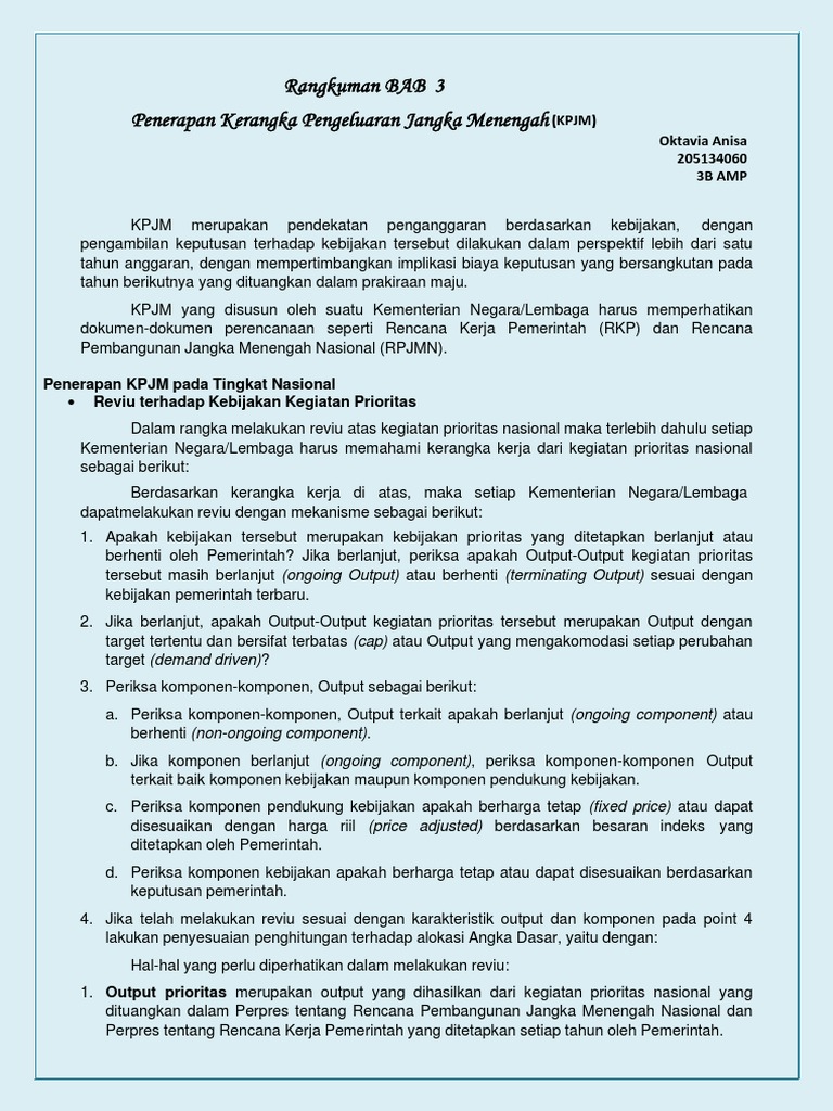 Rangkuman APBN Bab 3 - Oktavia Anisa | PDF | Bisnis | Teknologi & Rekayasa