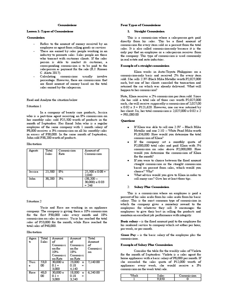 Understanding Commission Structures | PDF | Interest | Employment