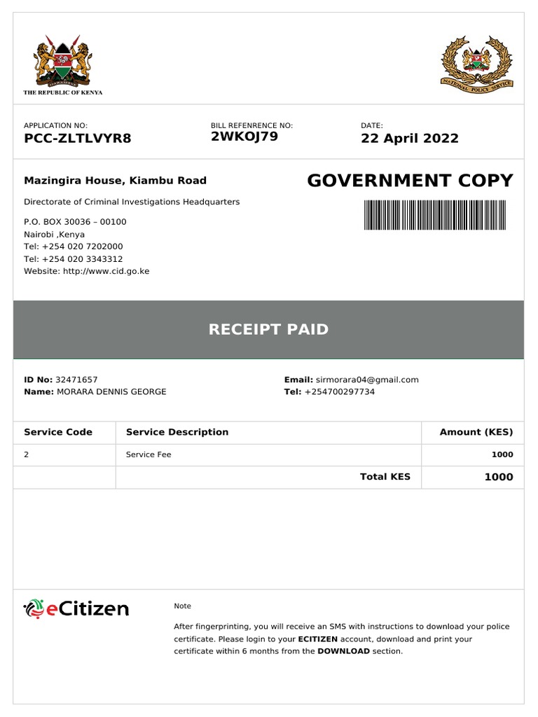 Government Copy: Receipt Paid | PDF | Service Industries