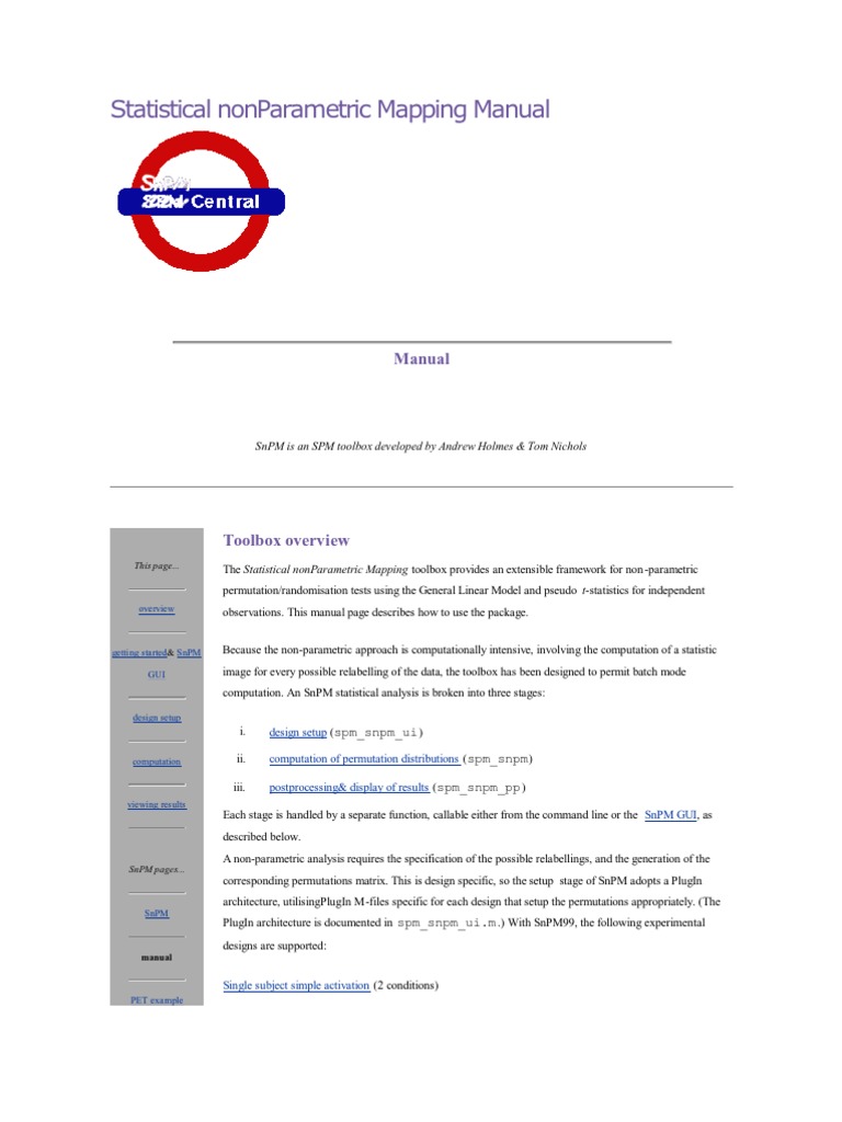 Statistical Non Parametric Mapping Manual Pdf P Value Command Line Interface