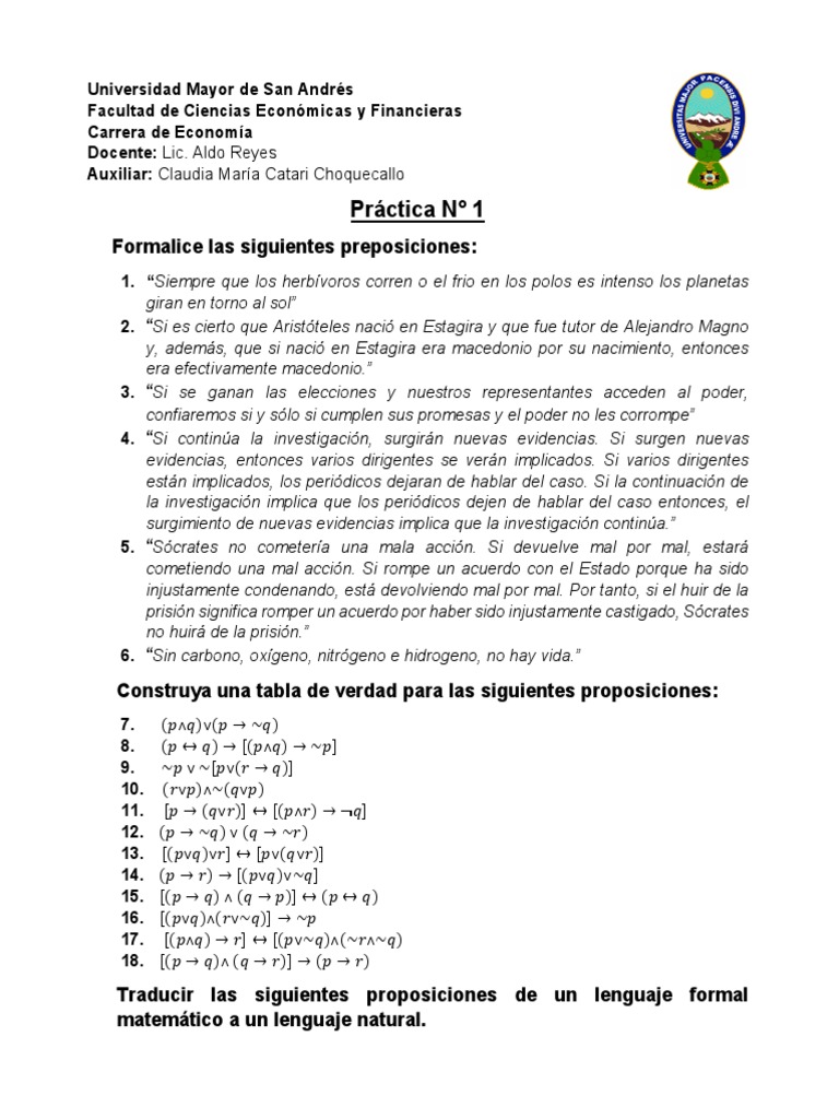 Práctica 1 - Probabilidades | PDF | Proposición | Lógica