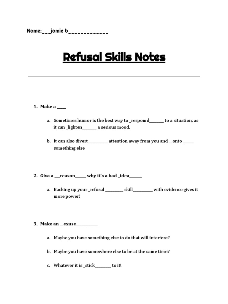 Effective Refusal Skills Guide | PDF
