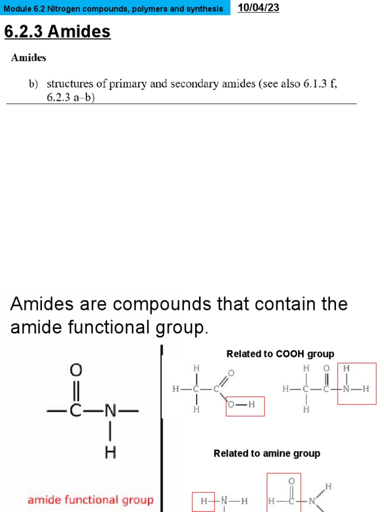 6.2.3 Amides | PDF | Amide | Amine