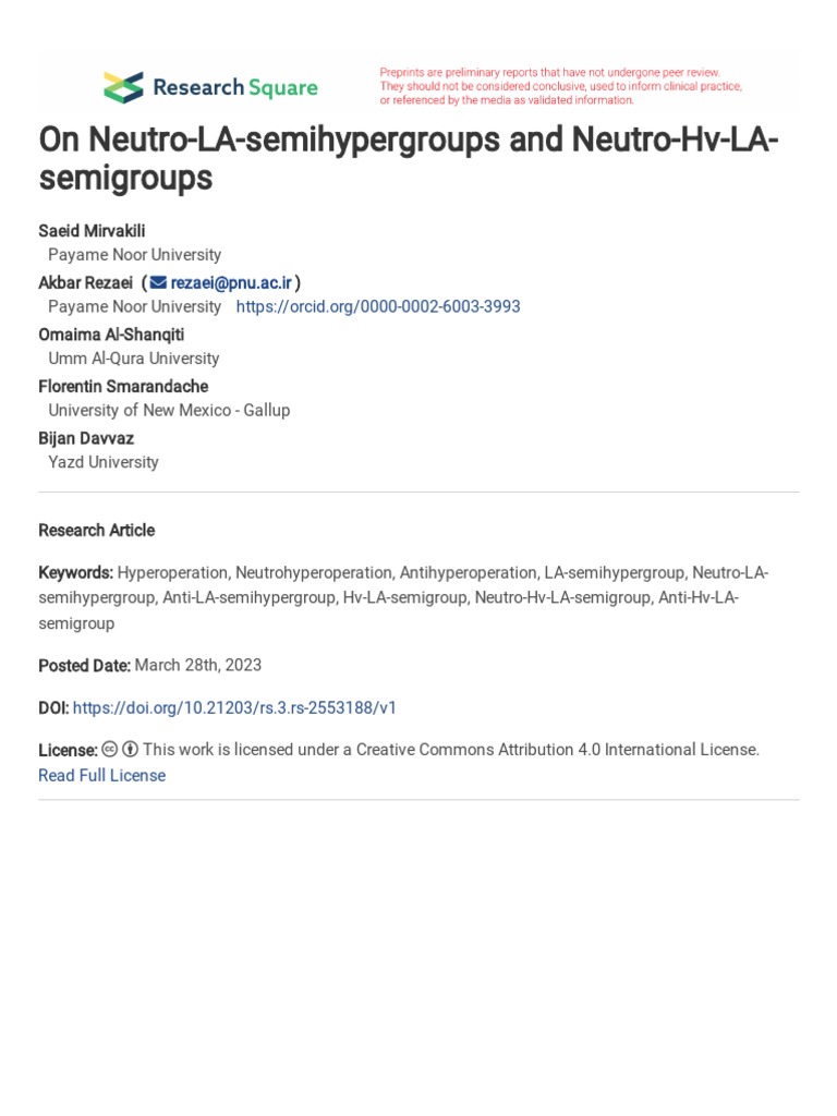 On Neutro-LA-semihypergroups and Neutro-Hv-LA-semigroups | Download ...