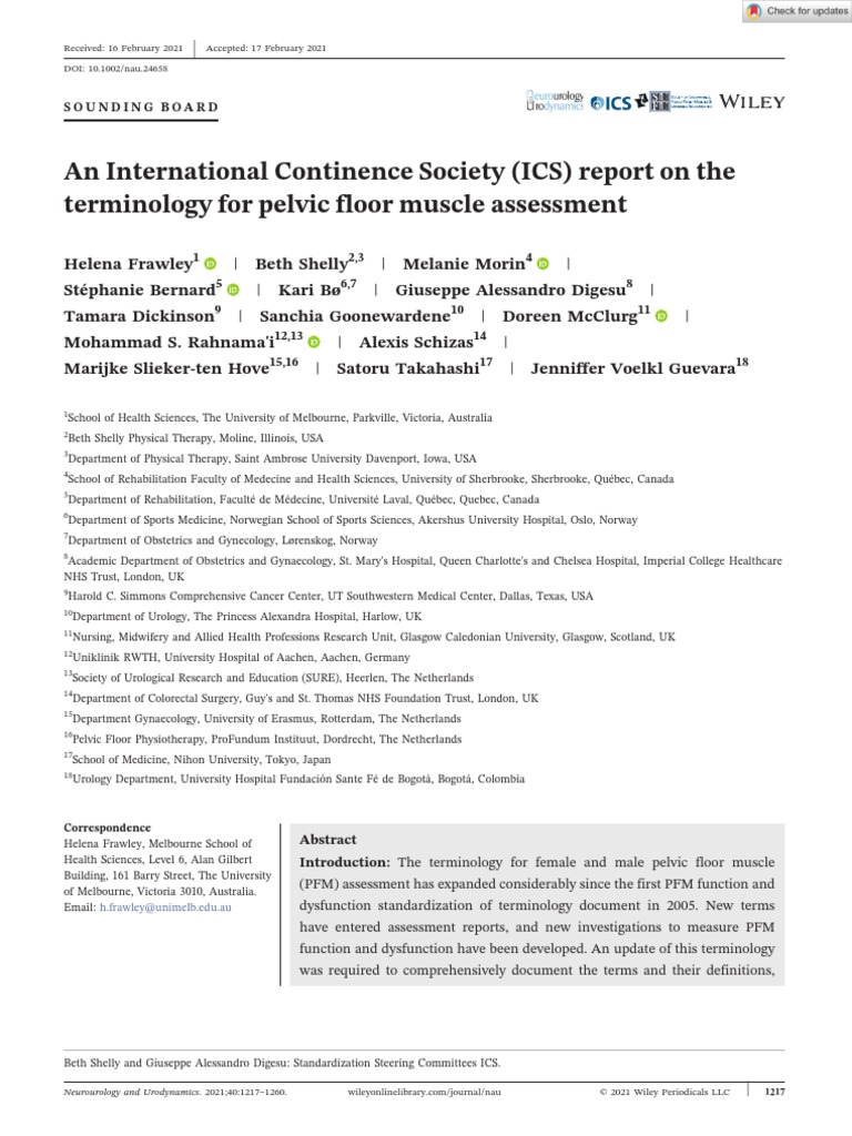 ICS Report On The Terminology For Pelvic Floor Muscle Assessment 2021 ...