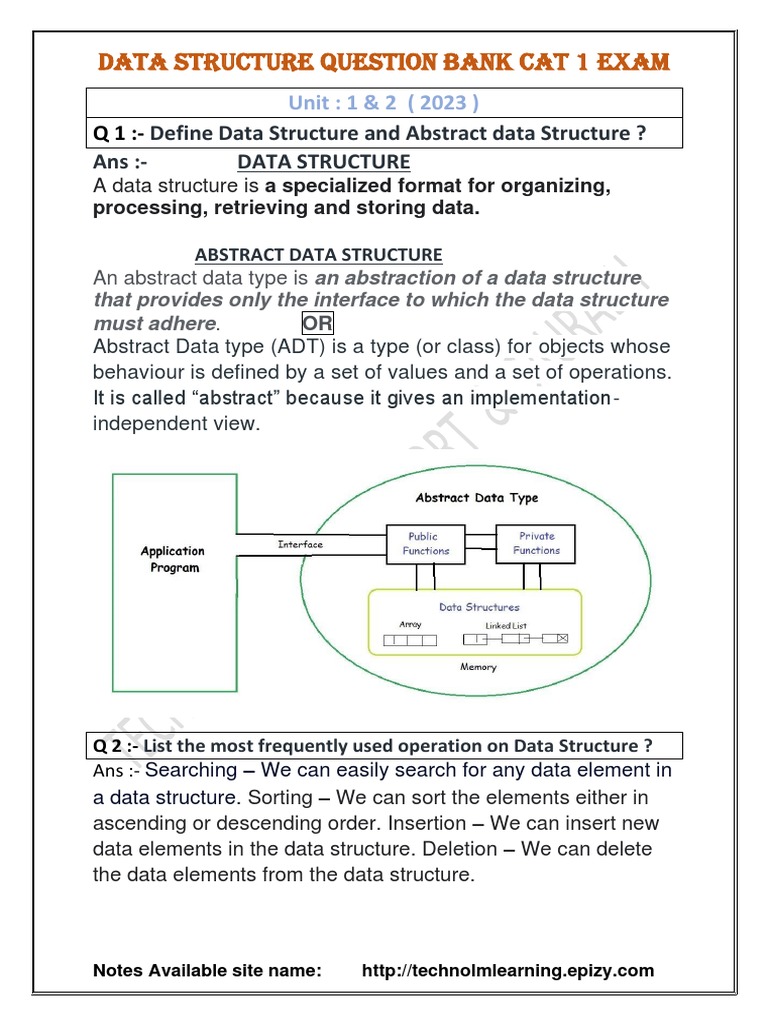 Data Structure Question Bank Pdf Queue Abstract Data Type 6976