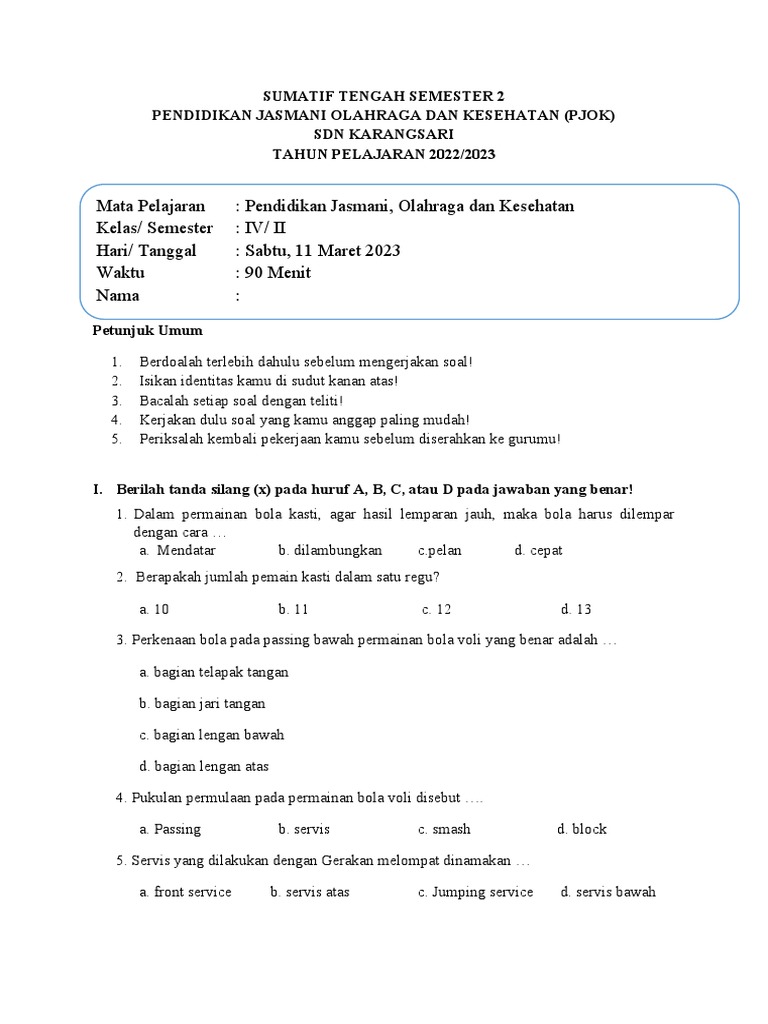 Soal PTS Kelas 4 | PDF