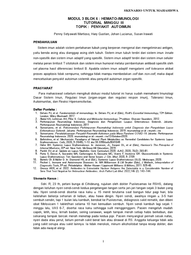 Skenario Modul-3 Blok 6 S-Genap 2023 - Mahasiswa | PDF