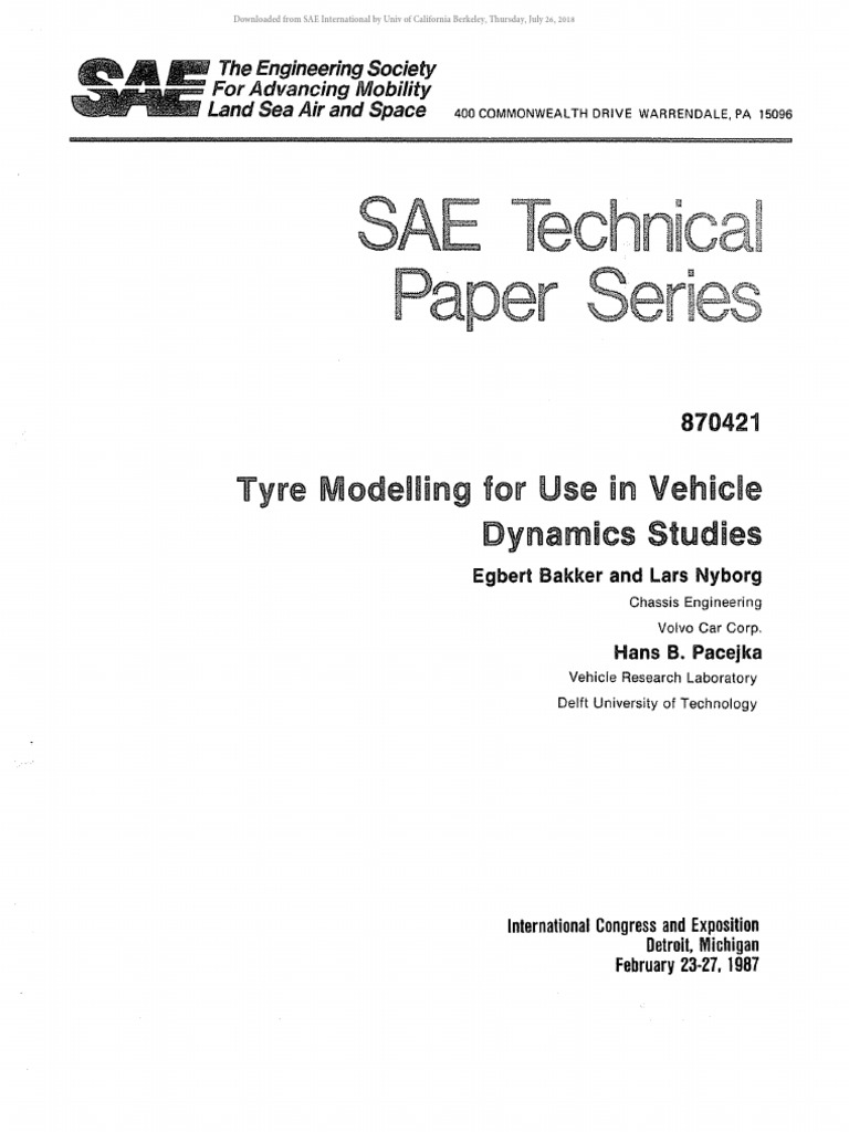 Tyre Modelling For Use in Vehicle | PDF | Force | Mathematics