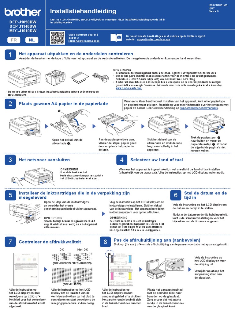 Installatiehandleiding: DCP-J1050DW DCP-J1140DW MFC-J1010DW | PDF