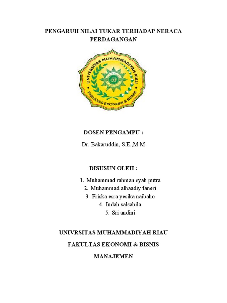 Pengaruh Nilai Tukar Terhadap Neraca Perdagangan (Kelompok 5) | PDF