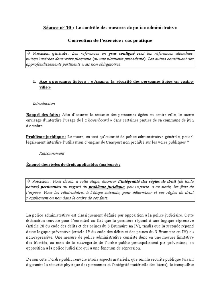 Séance N° 10: Le Contrôle Des Mesures de Police Administrative ...