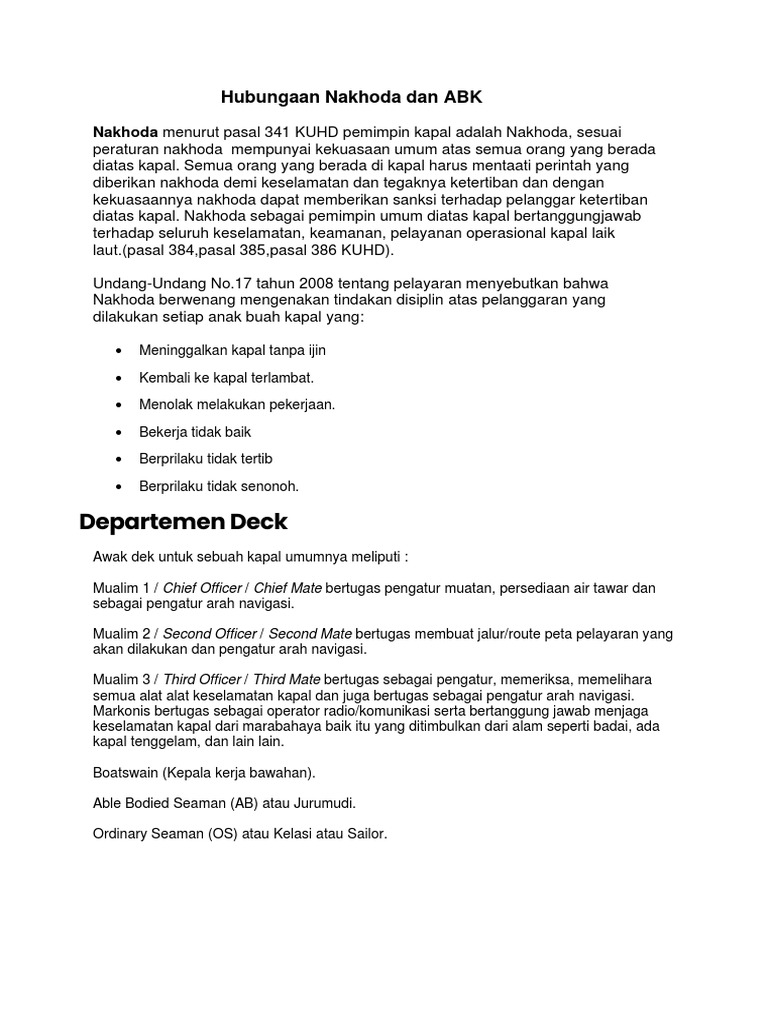 Tugas Nakhoda&KKM | PDF | Teknologi & Rekayasa | Sejarah