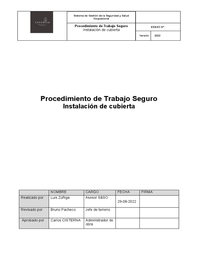 PTS Instalacion de Cubierta | PDF | Andamio