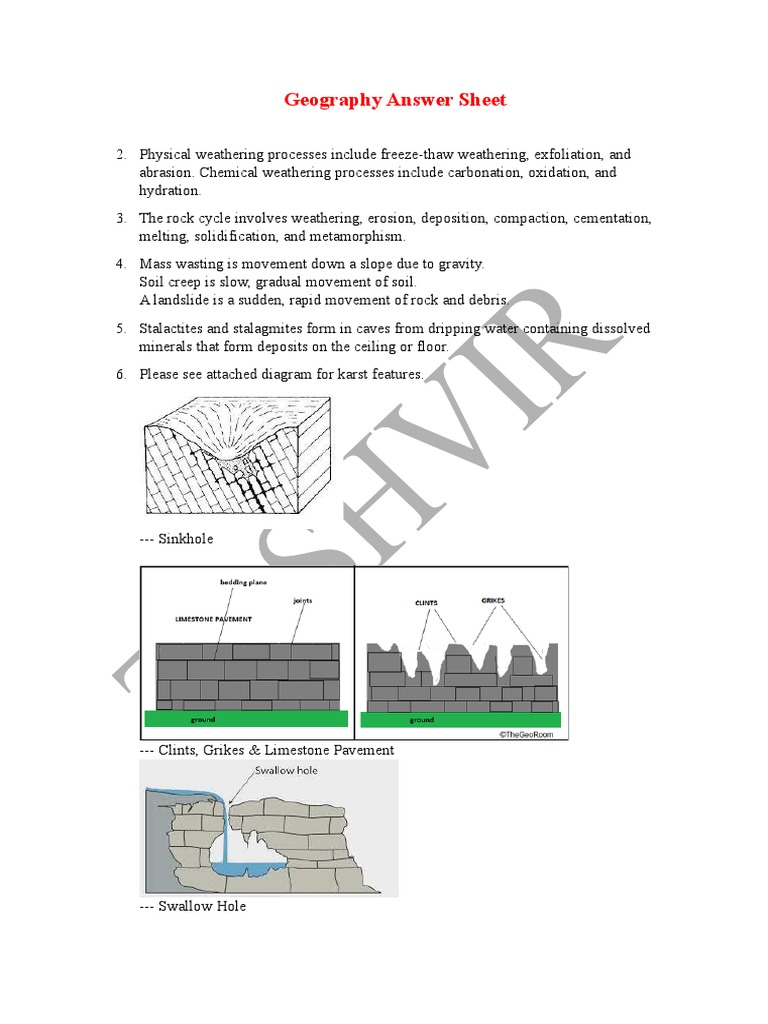 Geography Answer Sheet | PDF