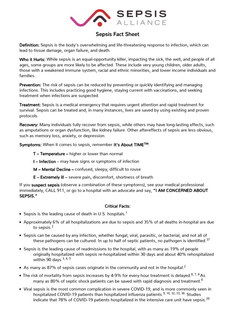 Sepsis Fact Sheet | PDF | Sepsis | Infection