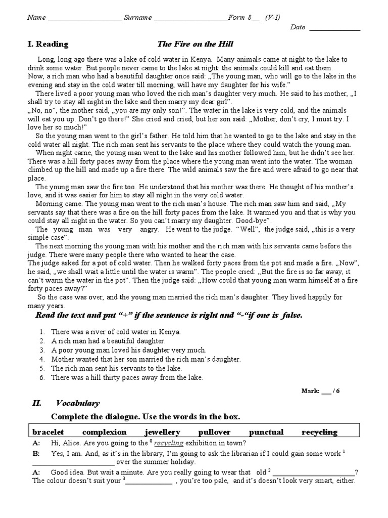 І. Reading The Fire On The Hill | PDF