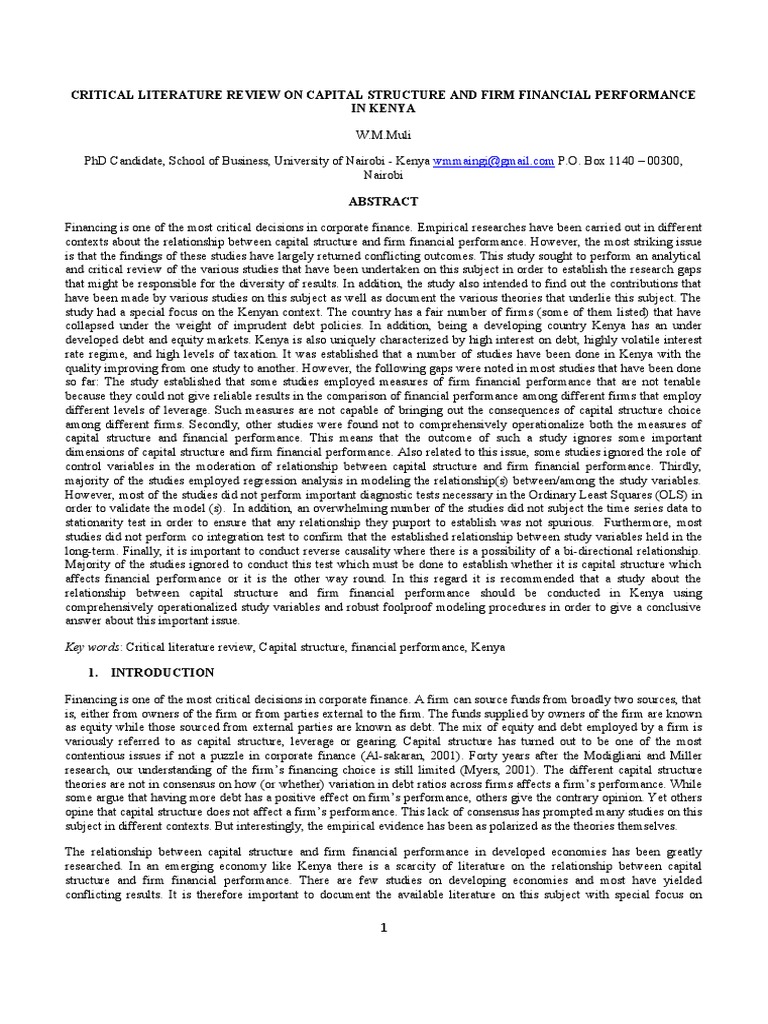 Capital Structure Pdf Capital Structure Financial Capital