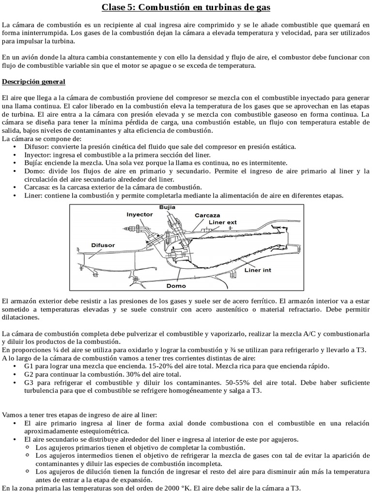 Combustión en Turbinas de Gas | PDF | Combustión | Combustibles