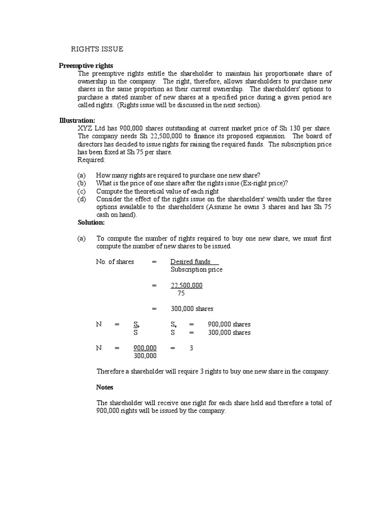 Rights Issue: Preemptive Rights, Illustration, and Effects on ...