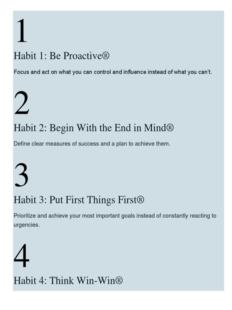 Habit 1: Be Proactive®: Focus and Act On What You Can Control and ...