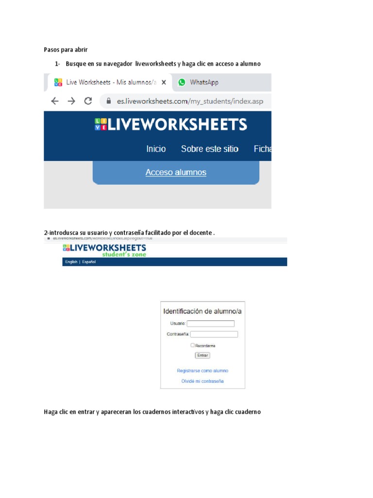 Liverworksheets Pasos para Trabajar Programa | PDF