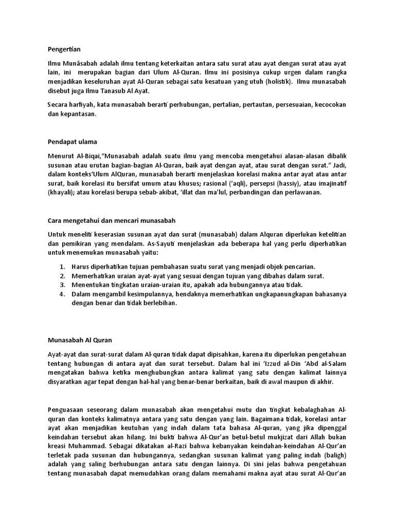 Memahami Ilmu Munasabah Al-Quran | PDF | Agama & Spiritualitas