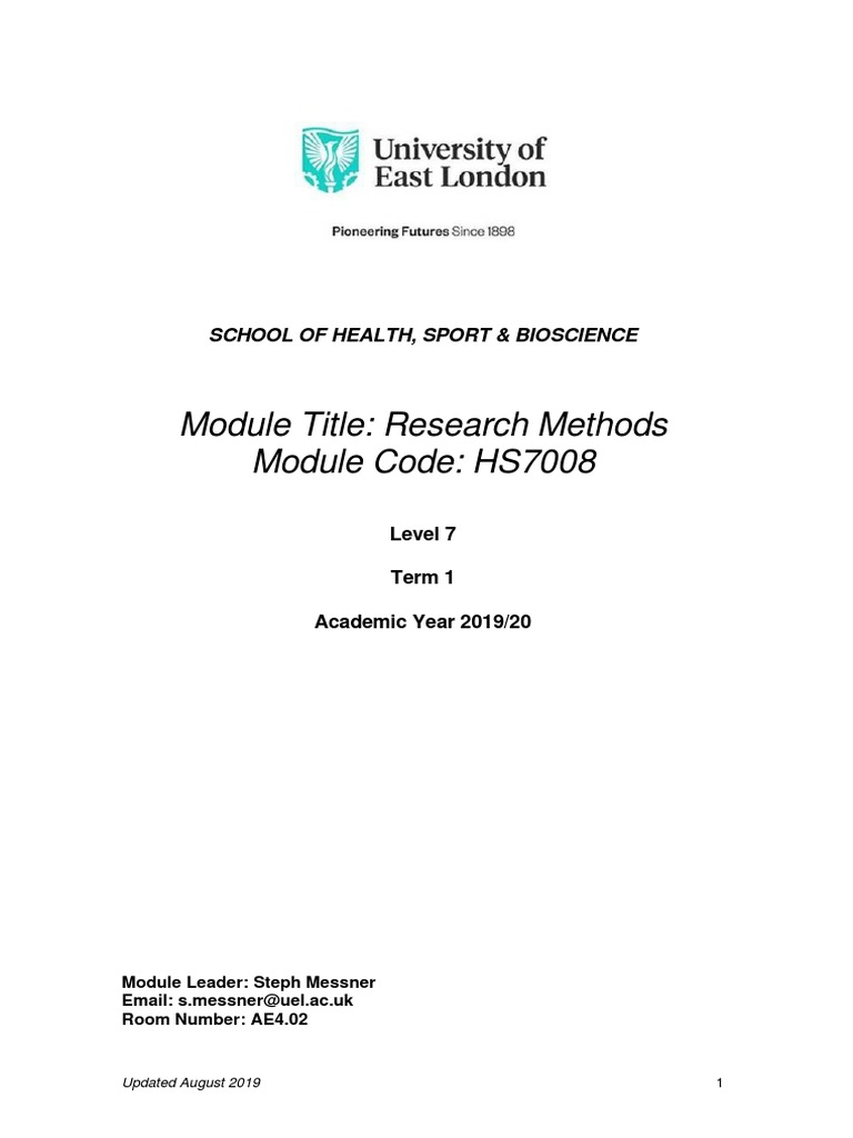 HS7008 Module Guide T2 - 2019-20 | PDF | Turnitin | Systematic Review