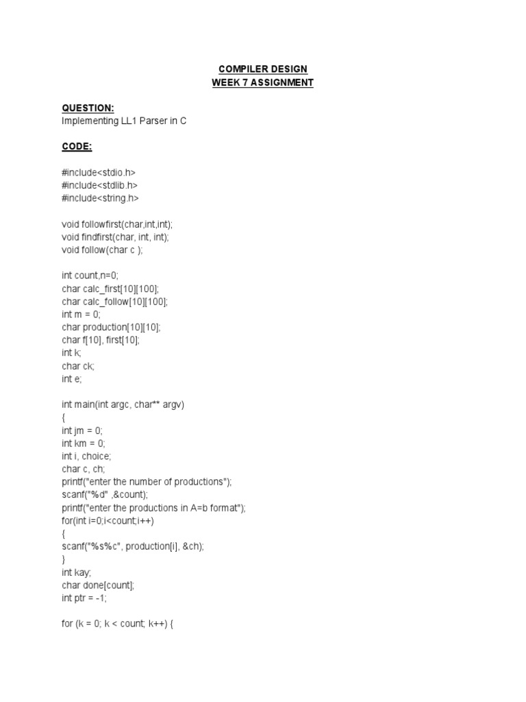 Compiler Design Ll1 Pdf Metalogic Computer Standards 