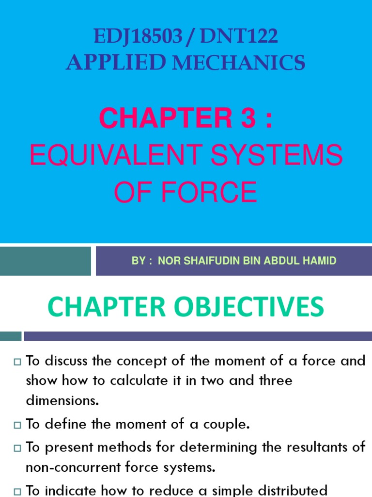 (Applied Mechanics) Chapter 3 - Equivalent Systems of Force | PDF | Torque | Force