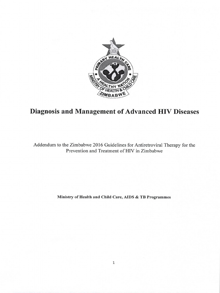 Addendum On Diagnosis And Management Of Advanced Hiv Disease Final Pdf