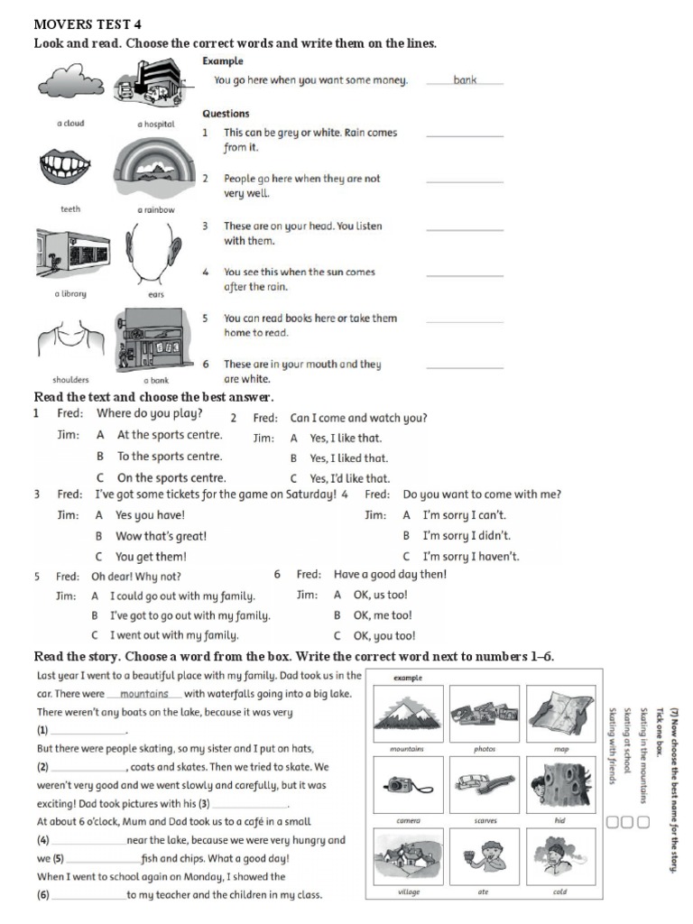 Look and Read. Choose The Correct Words and Write Them On The Lines | PDF