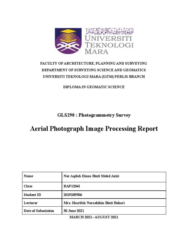 Report Aerial Photograph Image Processing | PDF