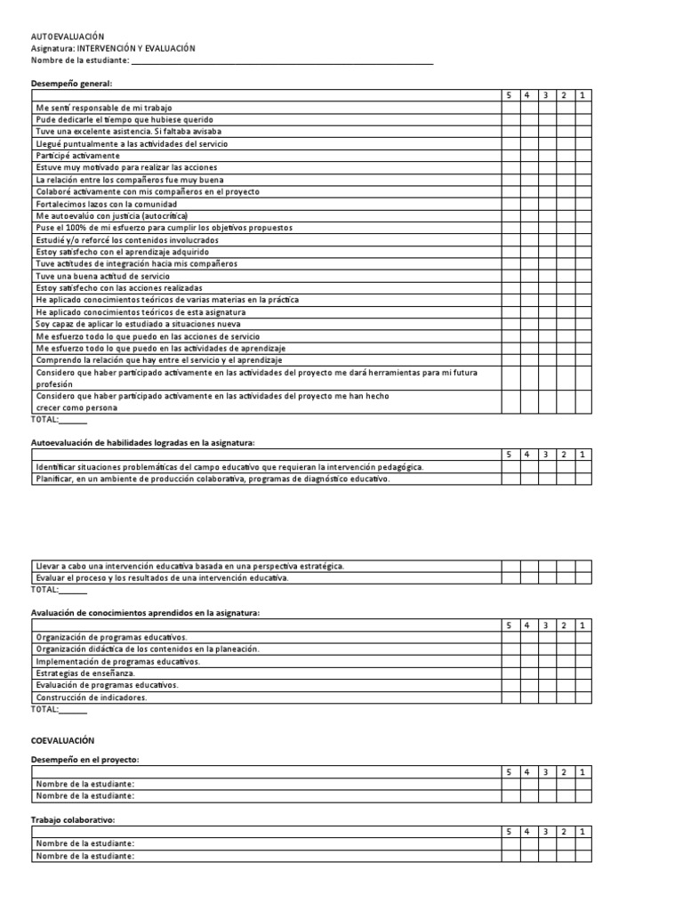 Autoevaluación Estudiantes | PDF | Evaluación | Aprendizaje